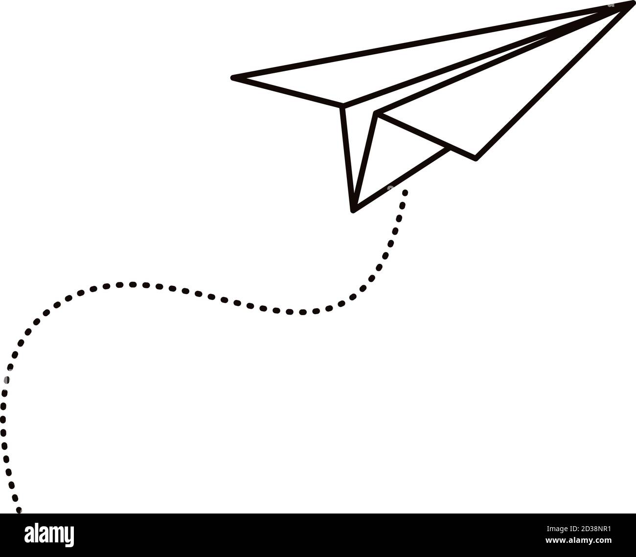 airplane paper flying flat style icon vector illustration design Stock ...