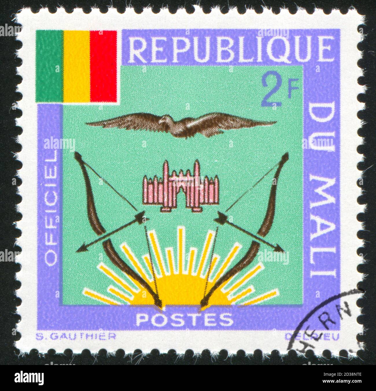 MALI CIRCA 1961: stamp printed by Mali, shows Mali Coat of Arms, circa ...