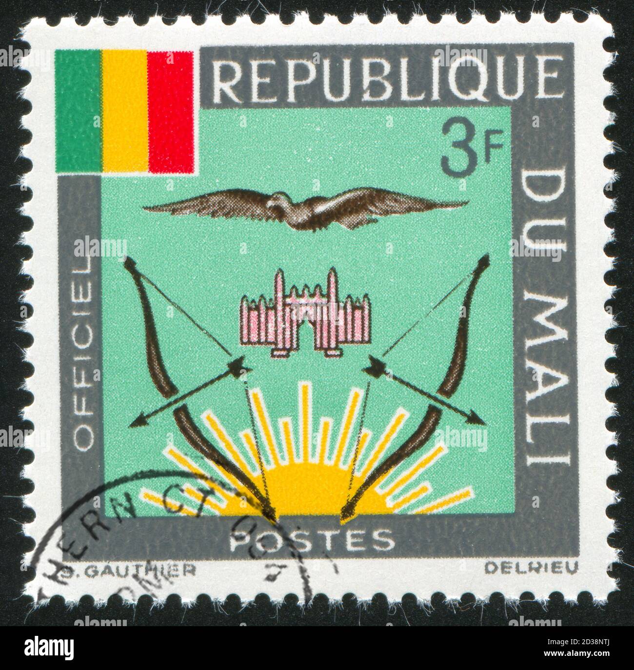 MALI CIRCA 1961: stamp printed by Mali, shows Mali Coat of Arms, circa ...