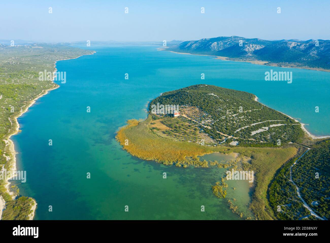 Aerial view of Vransko Lake Nature Park Stock Photo - Alamy