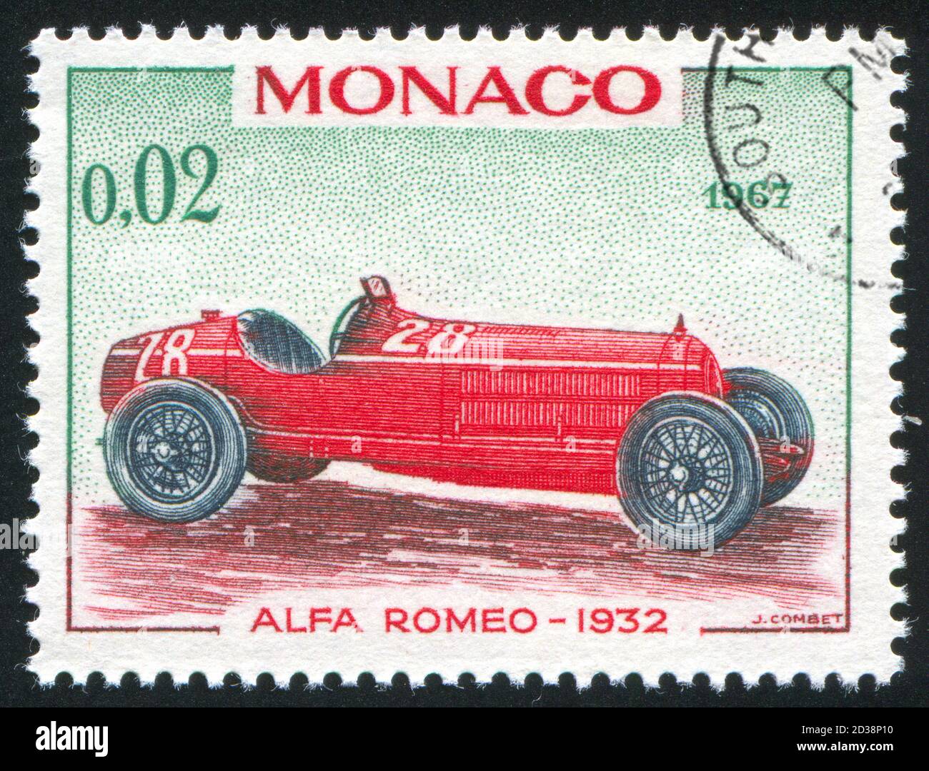 MONACO - CIRCA 1967: stamp printed by Monaco, shows Alfa Romeo, 1932 ...