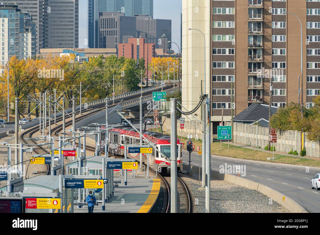 4 October 2020 - Calgary Alberta Canada - Calgary transit LRT train in ...