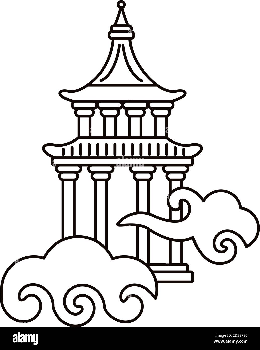 chinese cloud sky with columns tower vector illustration design Stock ...