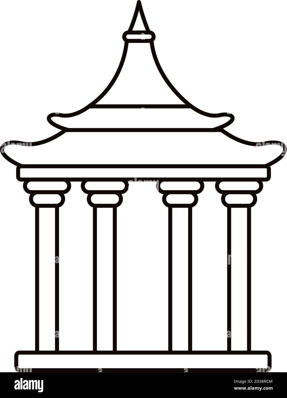 chinese tower columns structure line style icon vector illustration ...