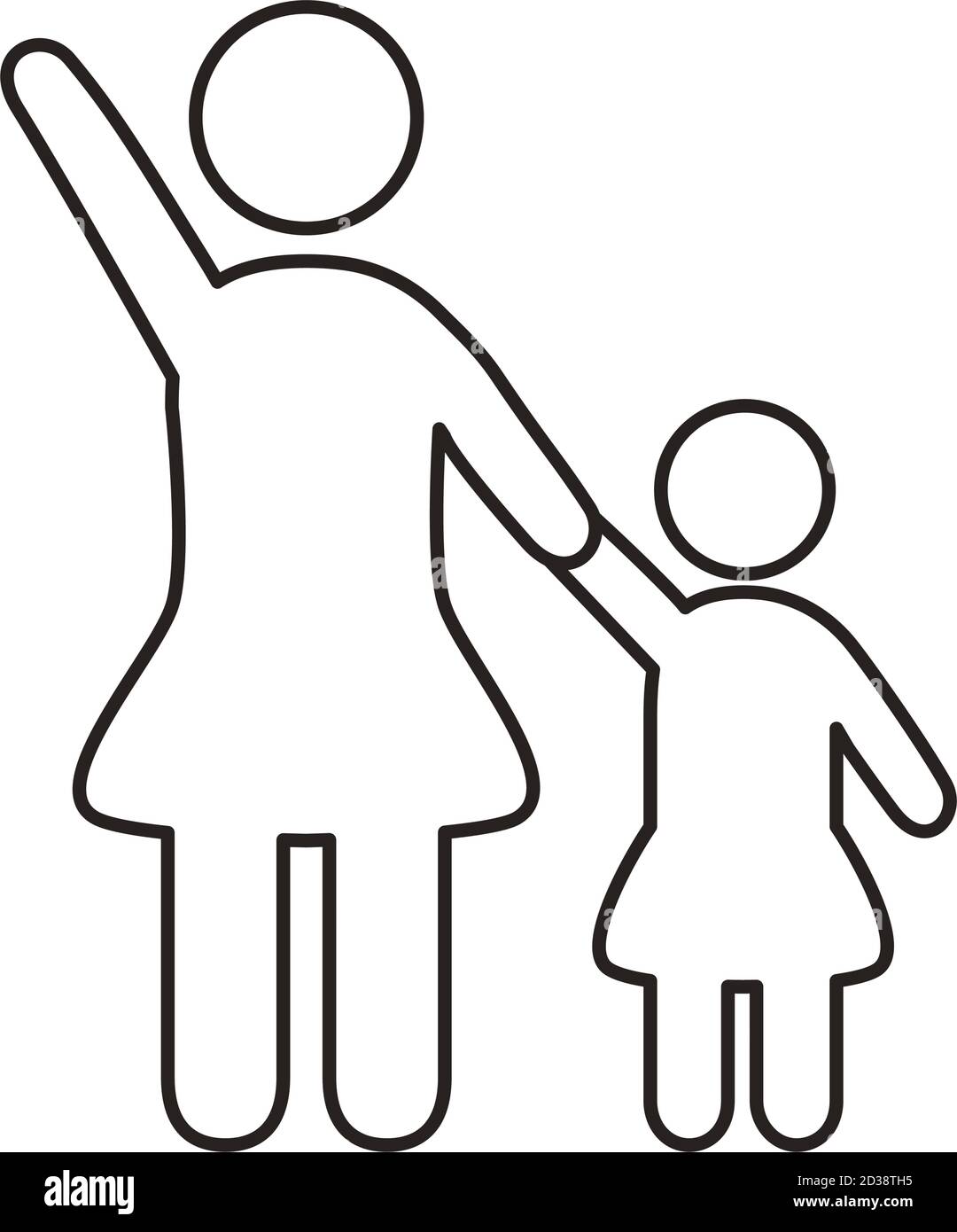 mom and daughter figures line style icon vector illustration design ...