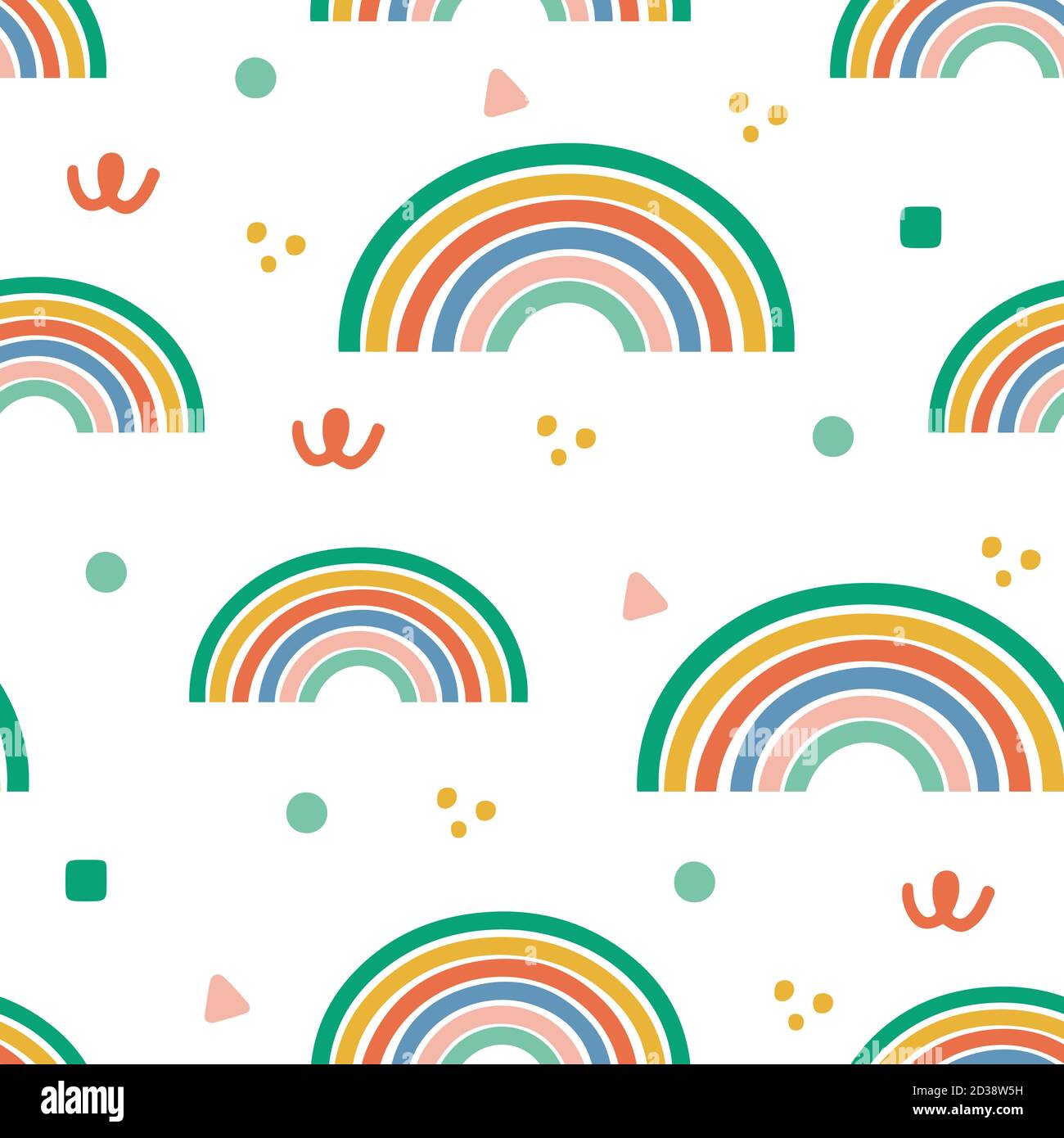 Scandinavian style rainbow seamless pattern with geometric shapes. Cute ...