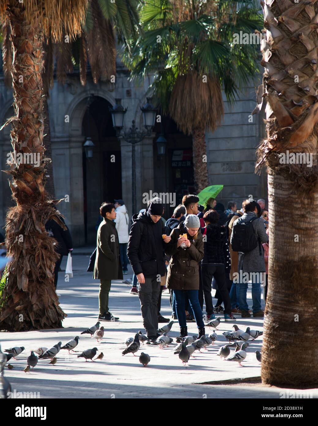 BARCELONA, CATALONIA / SPAIN - 22 JANUARY 2019: Plaza Real meaning ...