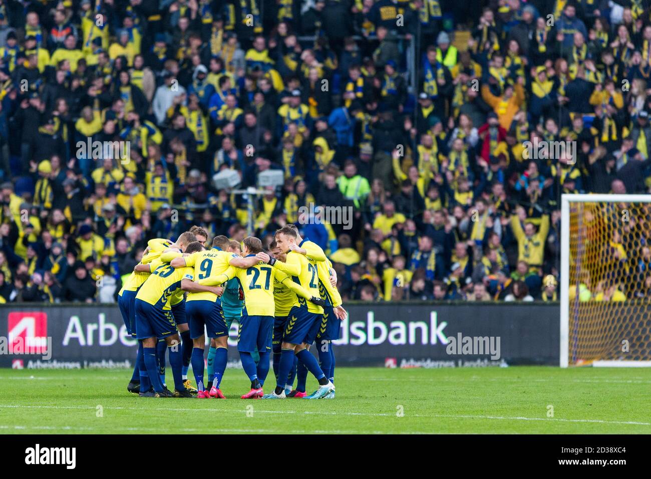 Brondby, Denmark. 01st, March 2020. The players of Broendby IF gather ...