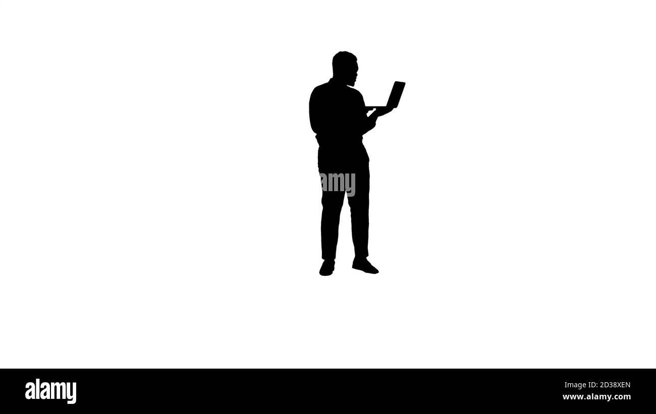 Silhouette Cheerful successful young African American manager wi Stock ...