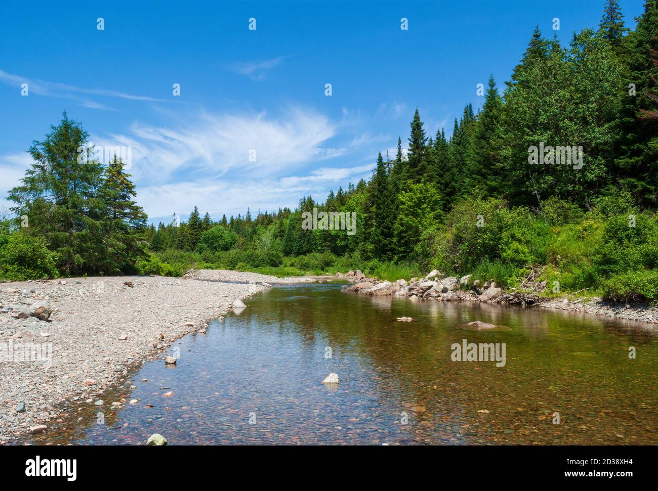 Broad River along the Moosehorn Trail. Calm creek flowing through an ...