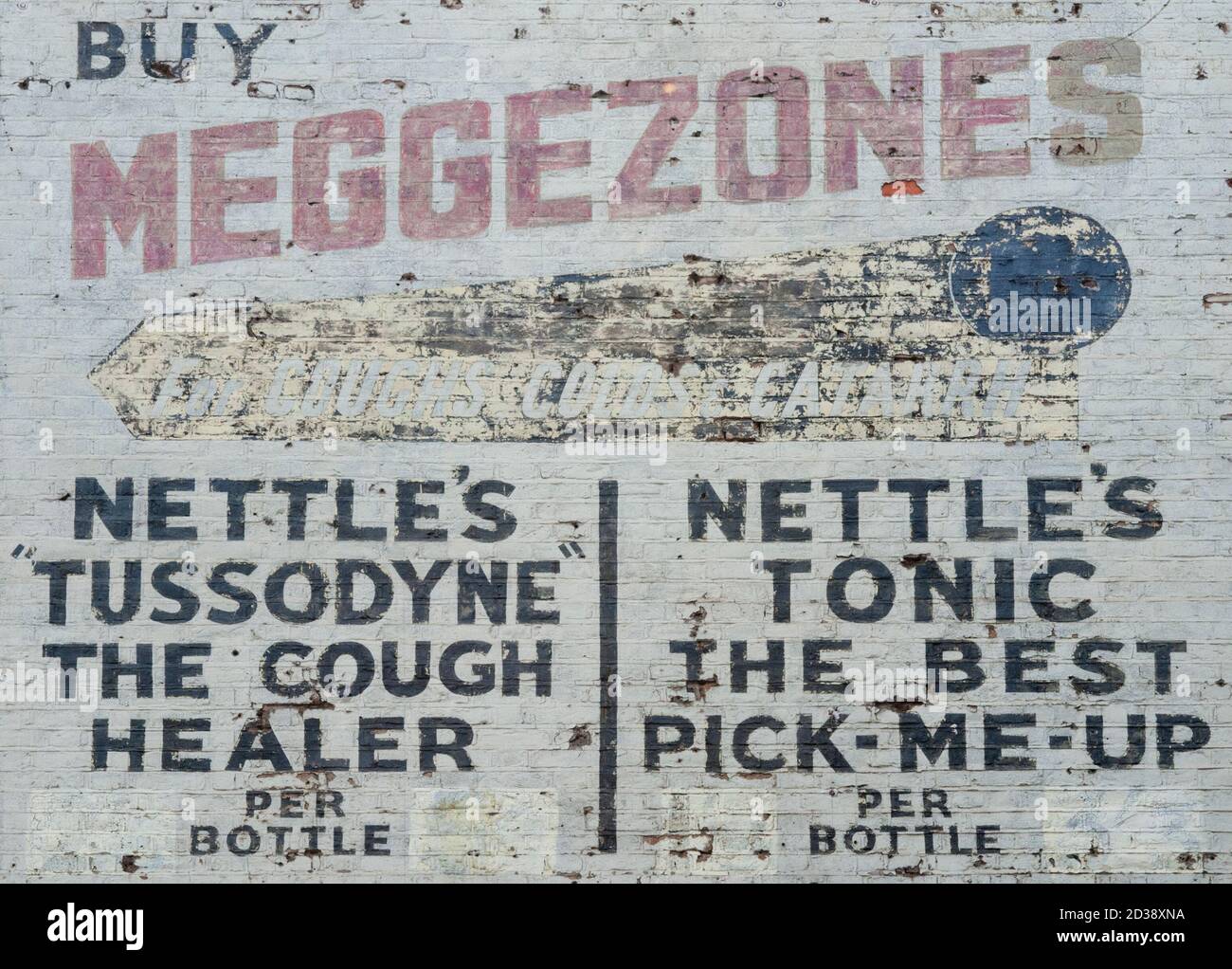 An Old Painted Advertisement For Meggezones Cough, Cold And Catarrh ...