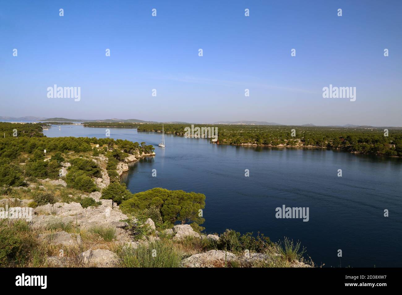Beautiful wide shot of St. Anthony channel in Sibenik, Croatia Stock ...