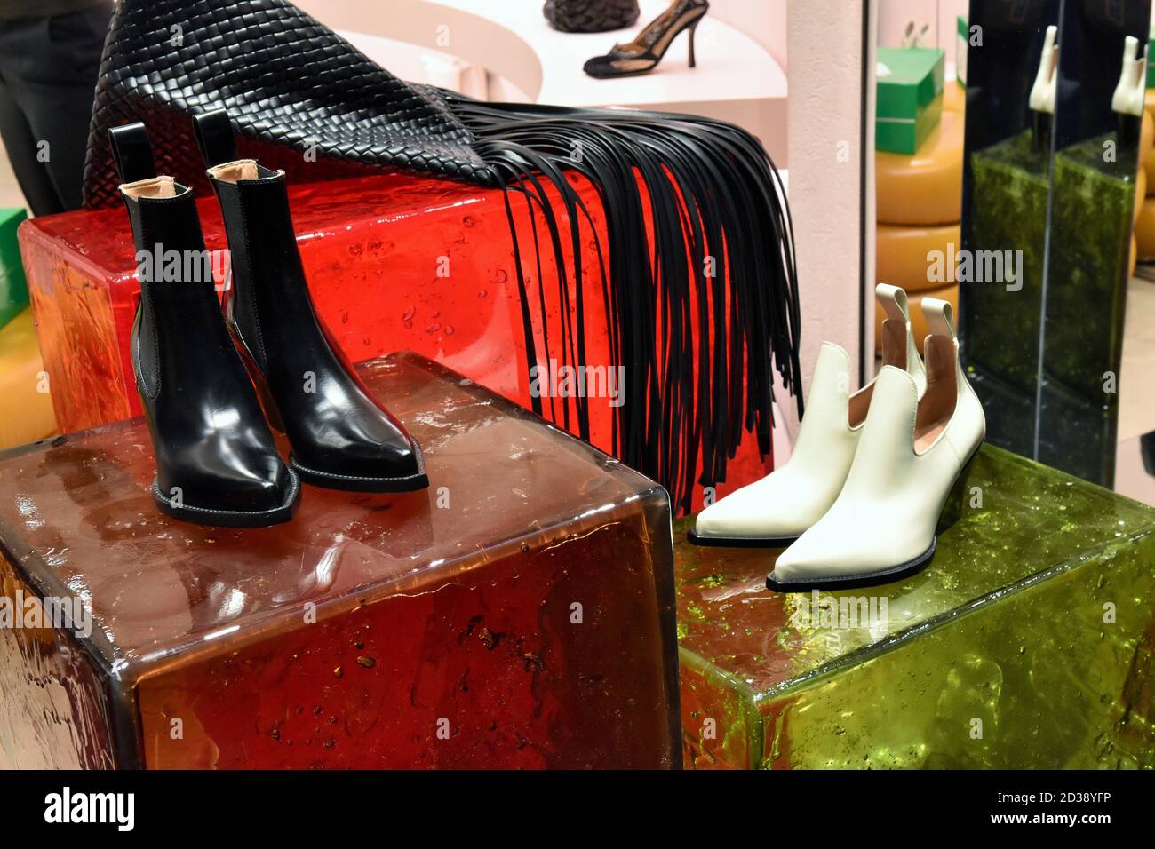 SHOES ON DISPLAY AT BOTTEGA VENETA IN CONDOTTI STREET Stock Photo - Alamy
