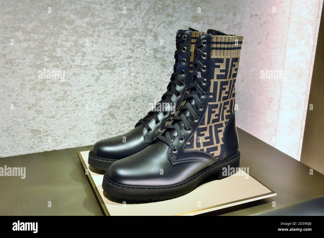 SHOES ON DISPLAY AT FENDI BOUTIQUE IN CONDOTTI STREET Stock Photo - Alamy