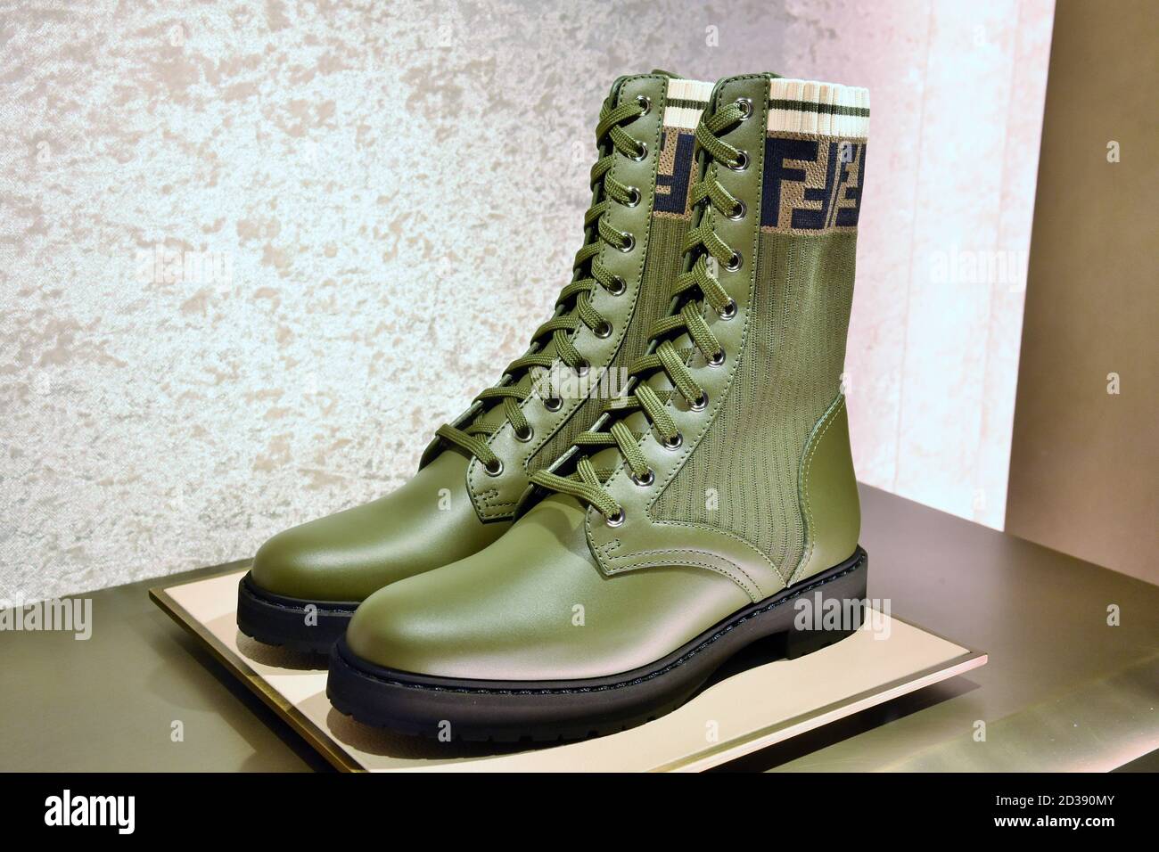 SHOES ON DISPLAY AT FENDI BOUTIQUE IN CONDOTTI STREET Stock Photo - Alamy