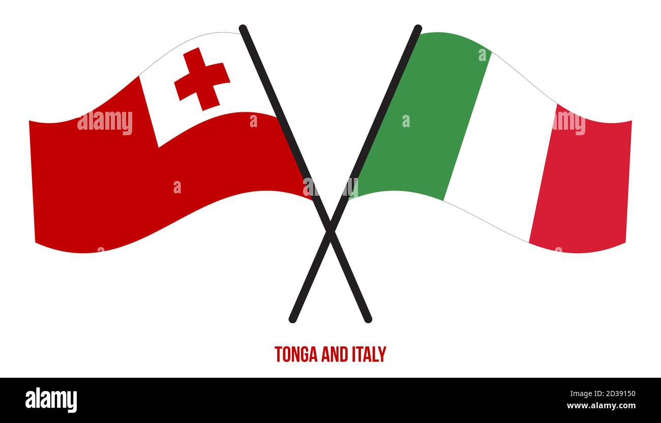 Tonga and Italy Flags Crossed And Waving Flat Style. Official ...