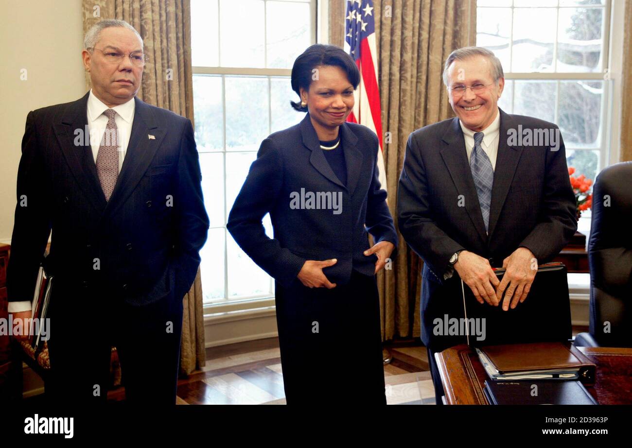 U s defense secretary donald rumsfeld c l hi-res stock photography and ...