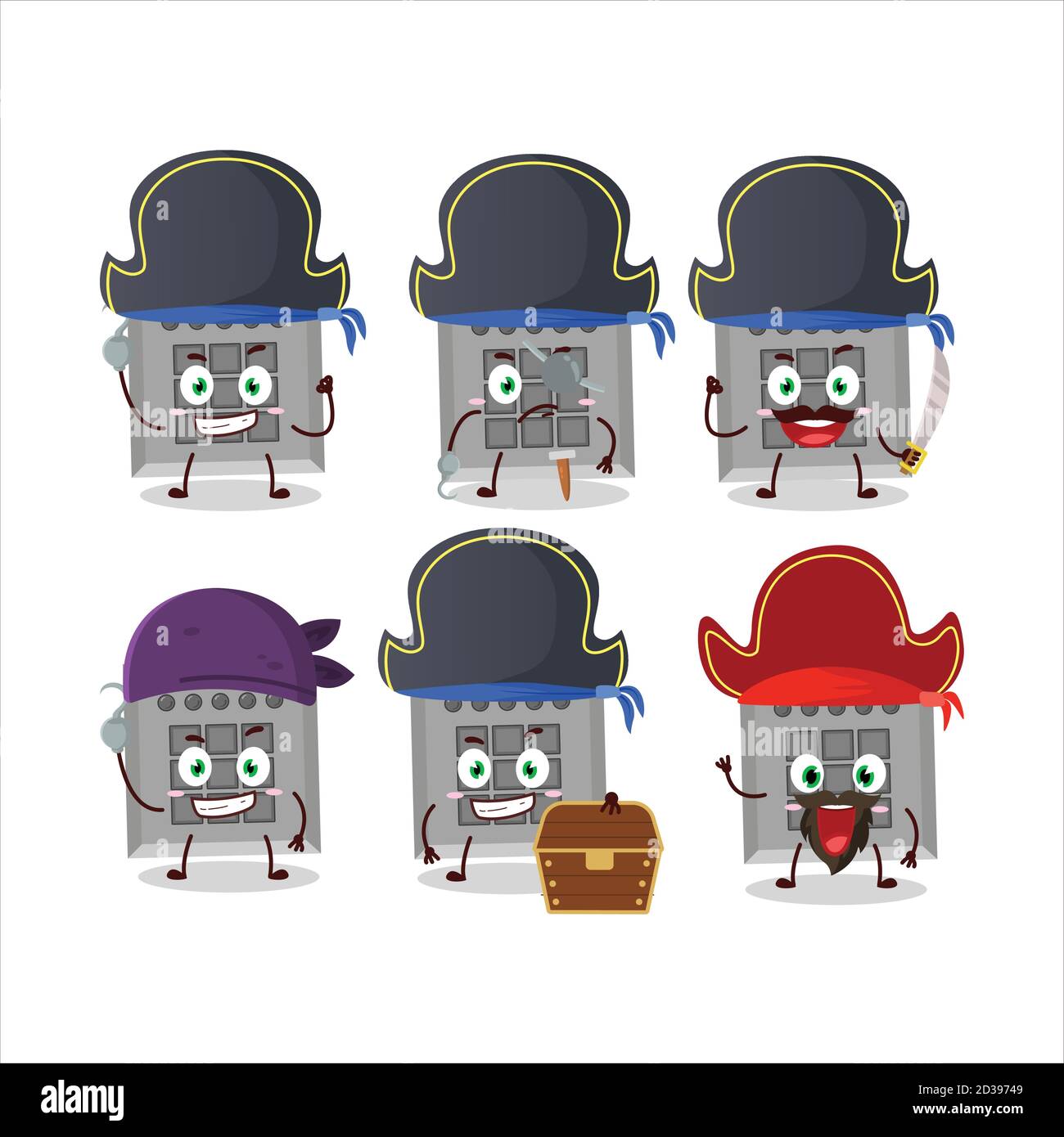 Cartoon character of among us button task with various pirates ...