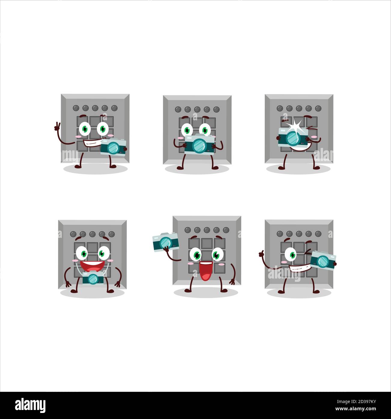 Photographer profession emoticon with among us button task cartoon ...