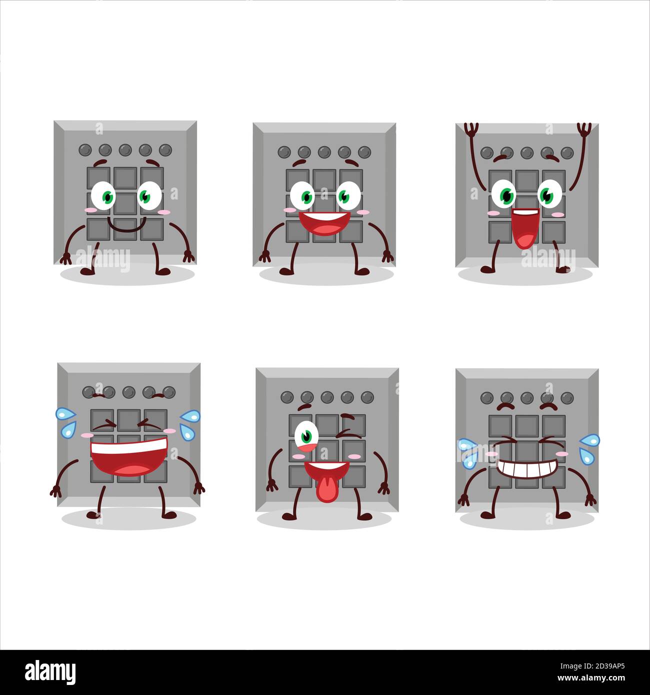 Cartoon character of among us button task with smile expression Stock ...