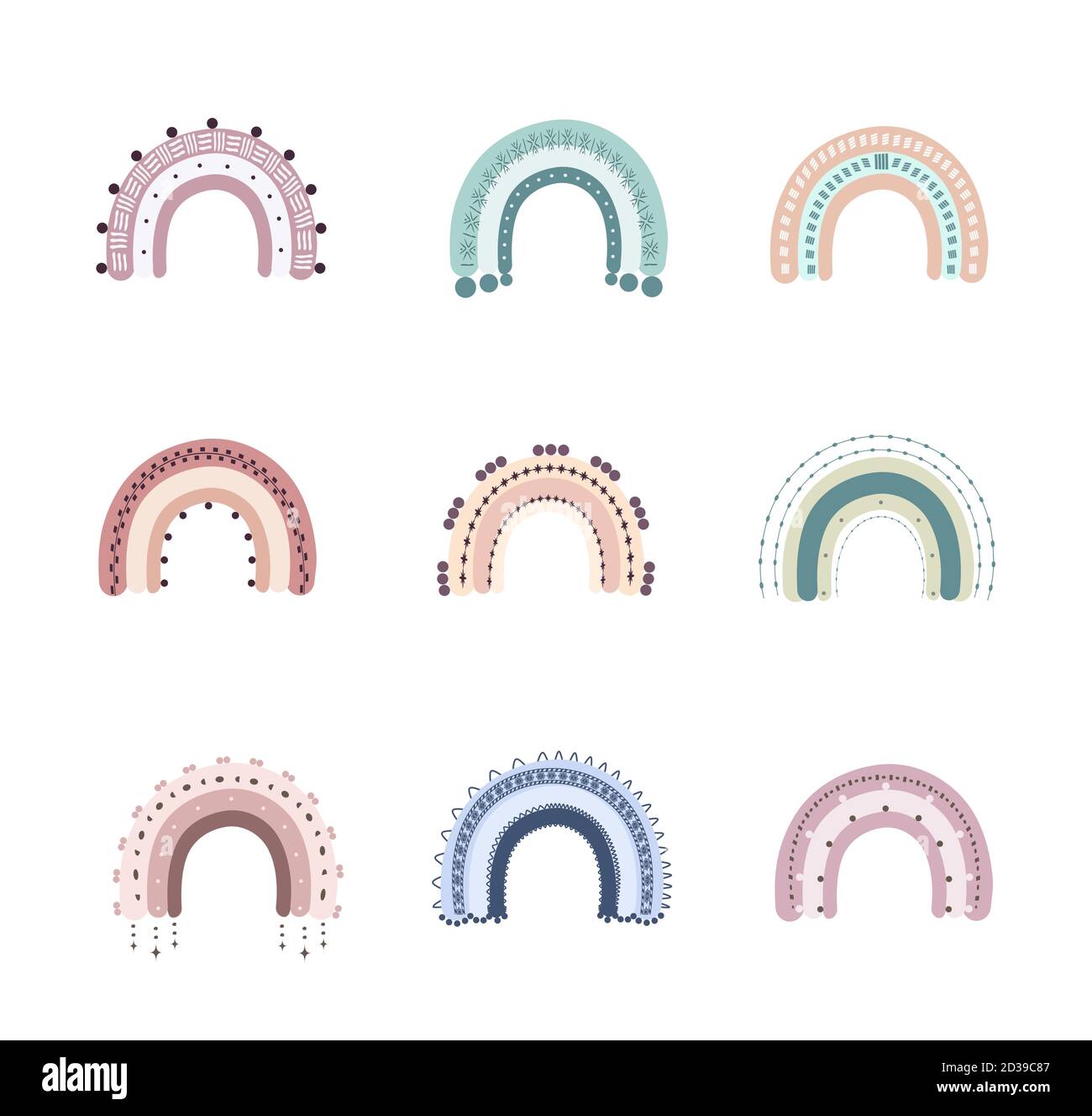 Rainbow in boho style. Cute rainbows in pastel colors. Scandinavian ...