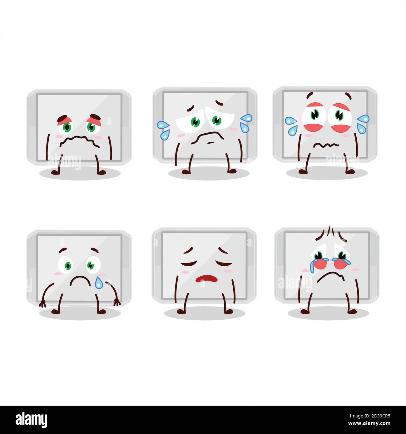Silver plastic tray cartoon character with sad expression Stock Vector ...