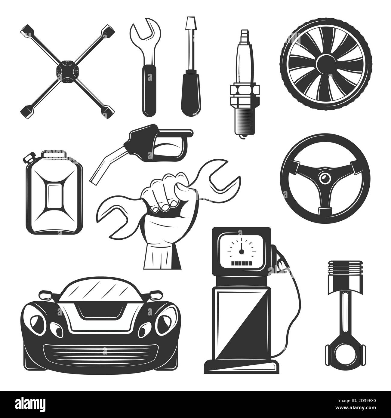 Vector vintage car service icons, symbols set Stock Vector Image & Art ...