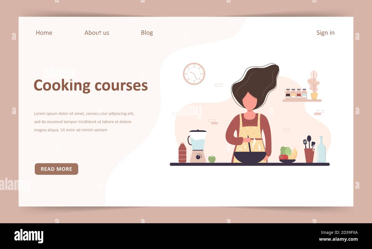 Cooking school. Online culinary master class. Landing page template ...