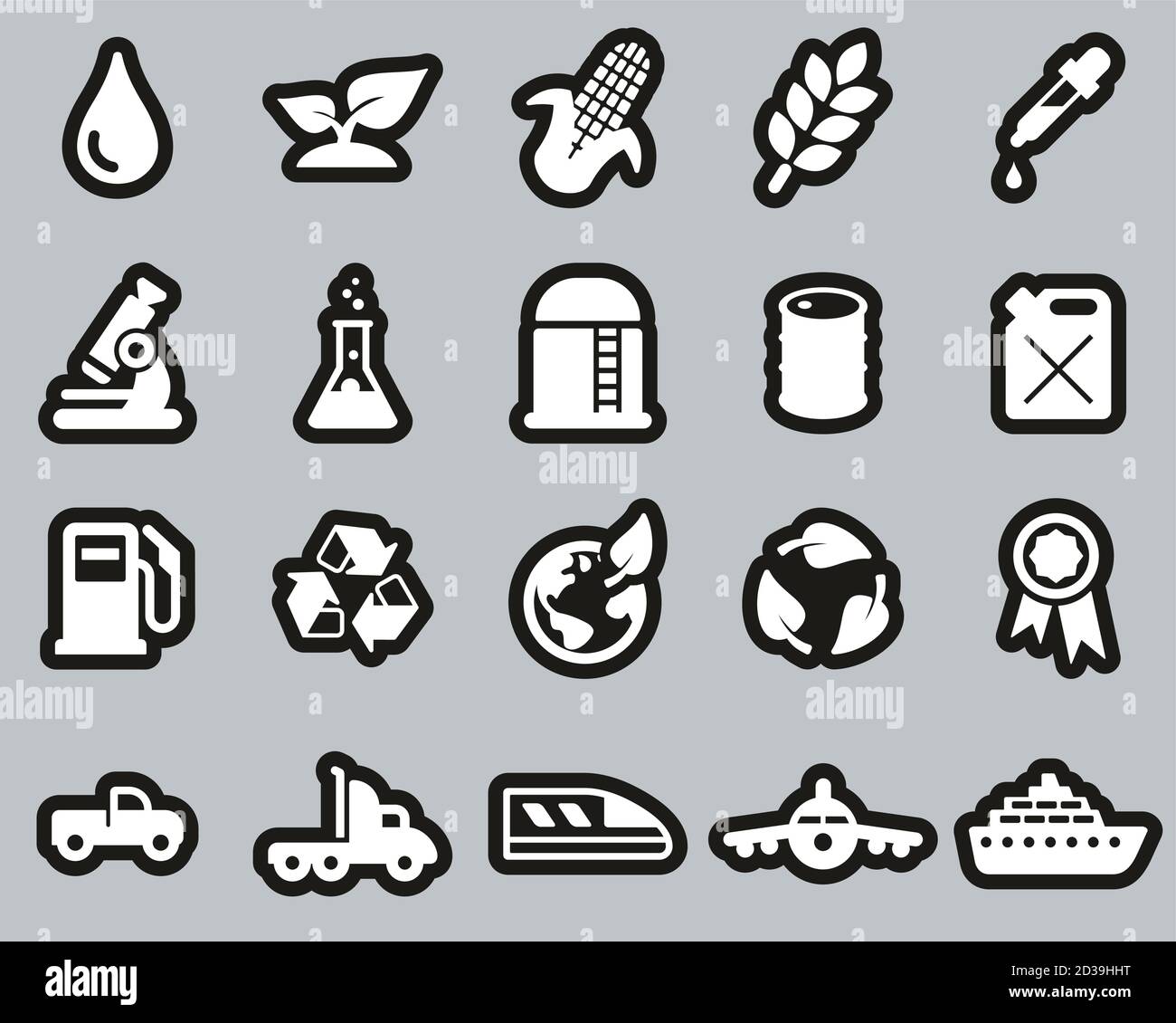 Bio Fuel Icons White On Black Sticker Set Big Stock Vector Image & Art ...