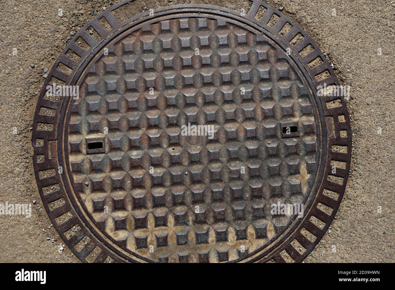 Metal manhole cover, texture of a manhole cover Stock Photo - Alamy
