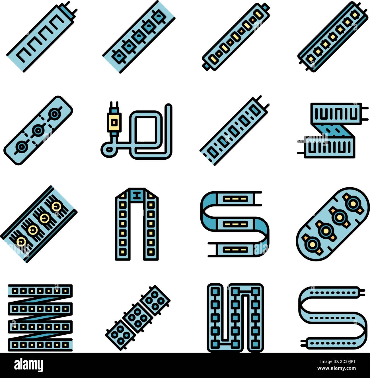 Led strip lights icons set vector flat Stock Vector Image & Art - Alamy