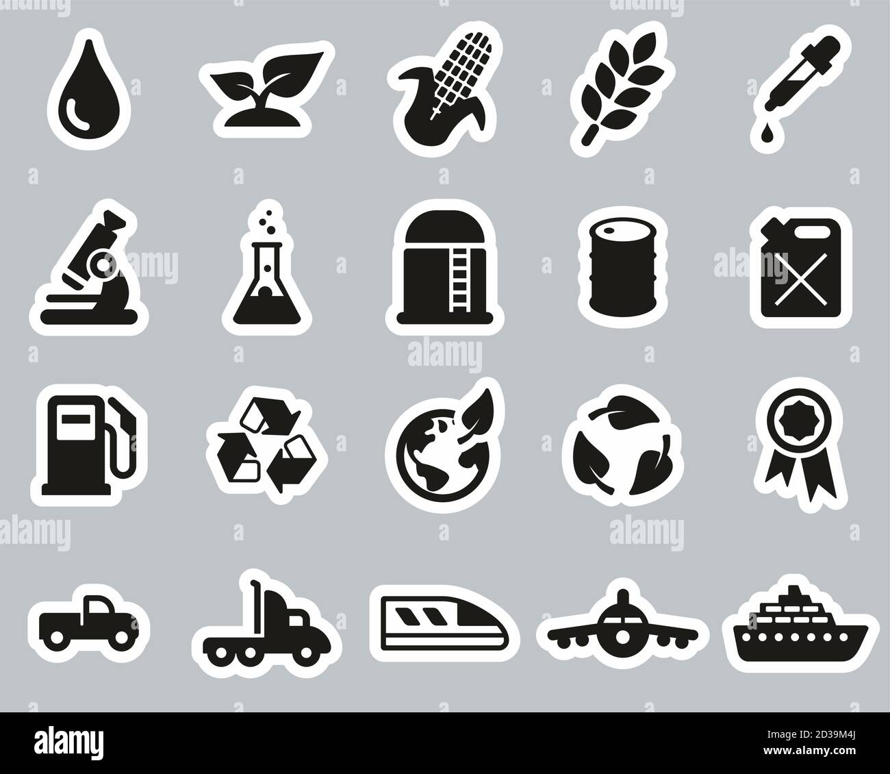 Bio Fuel Icons Black & White Sticker Set Big Stock Vector Image & Art ...
