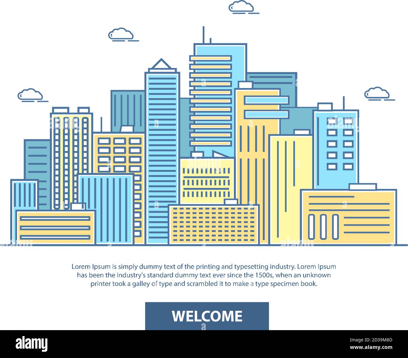 City skyline vector illustration in flat linear style Stock Vector ...