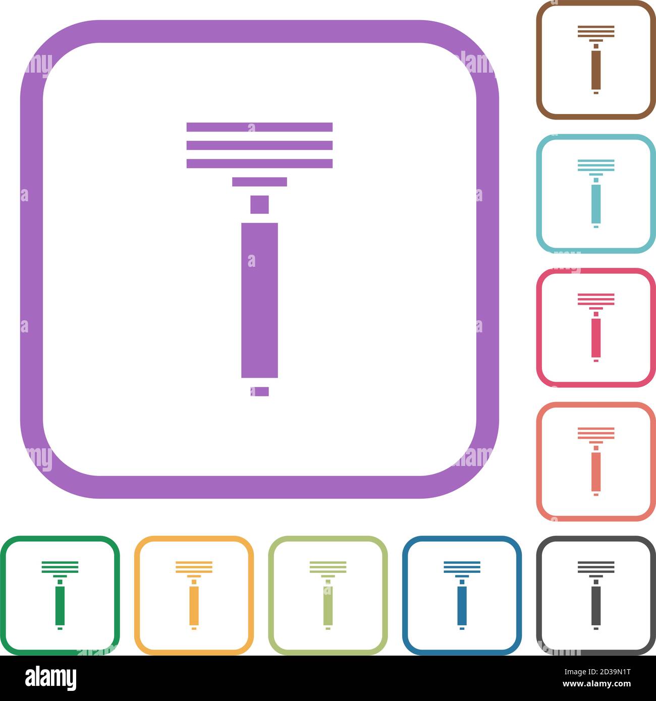 Razor simple icons in color rounded square frames on white background ...