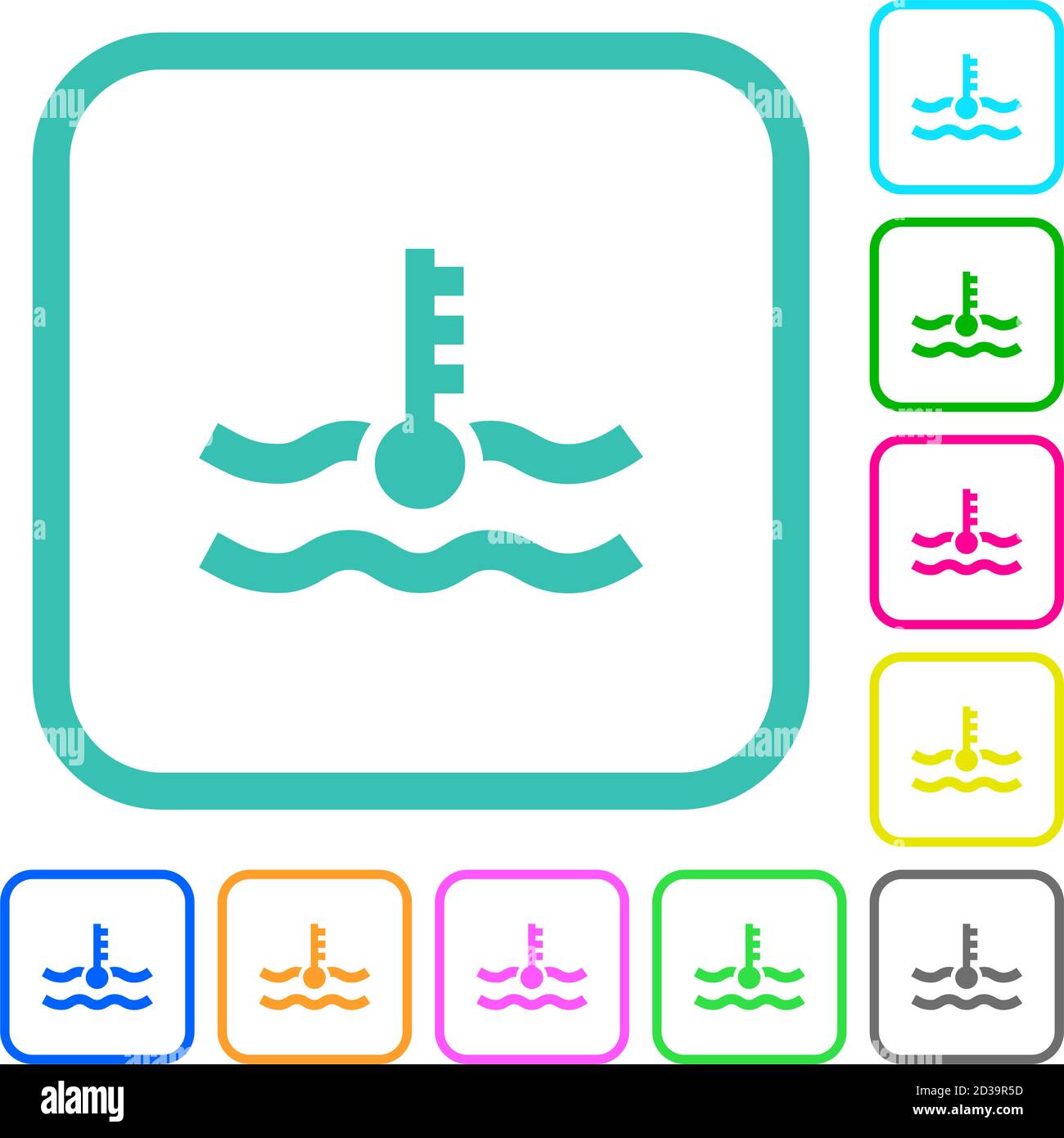 Engine coolant temperature indicator vivid colored flat icons in curved ...