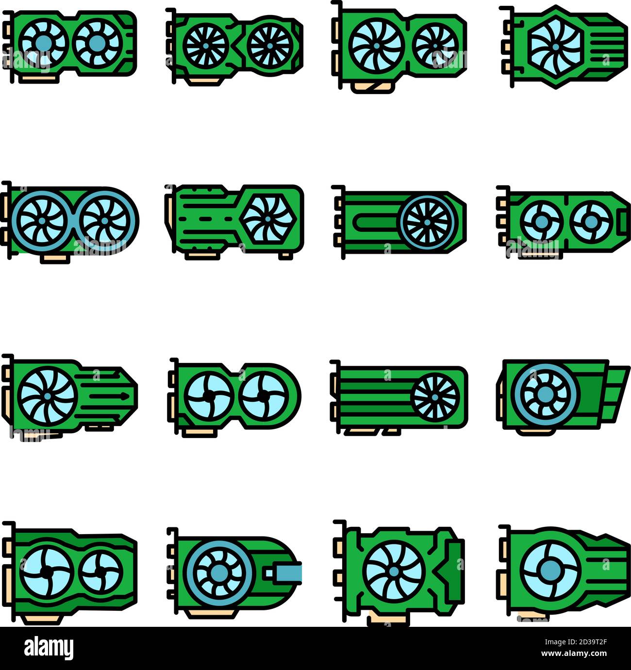 Graphics card icons set vector flat Stock Vector Image & Art - Alamy