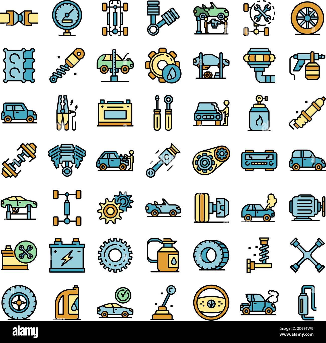 Car mechanic icons set vector flat Stock Vector Image & Art - Alamy