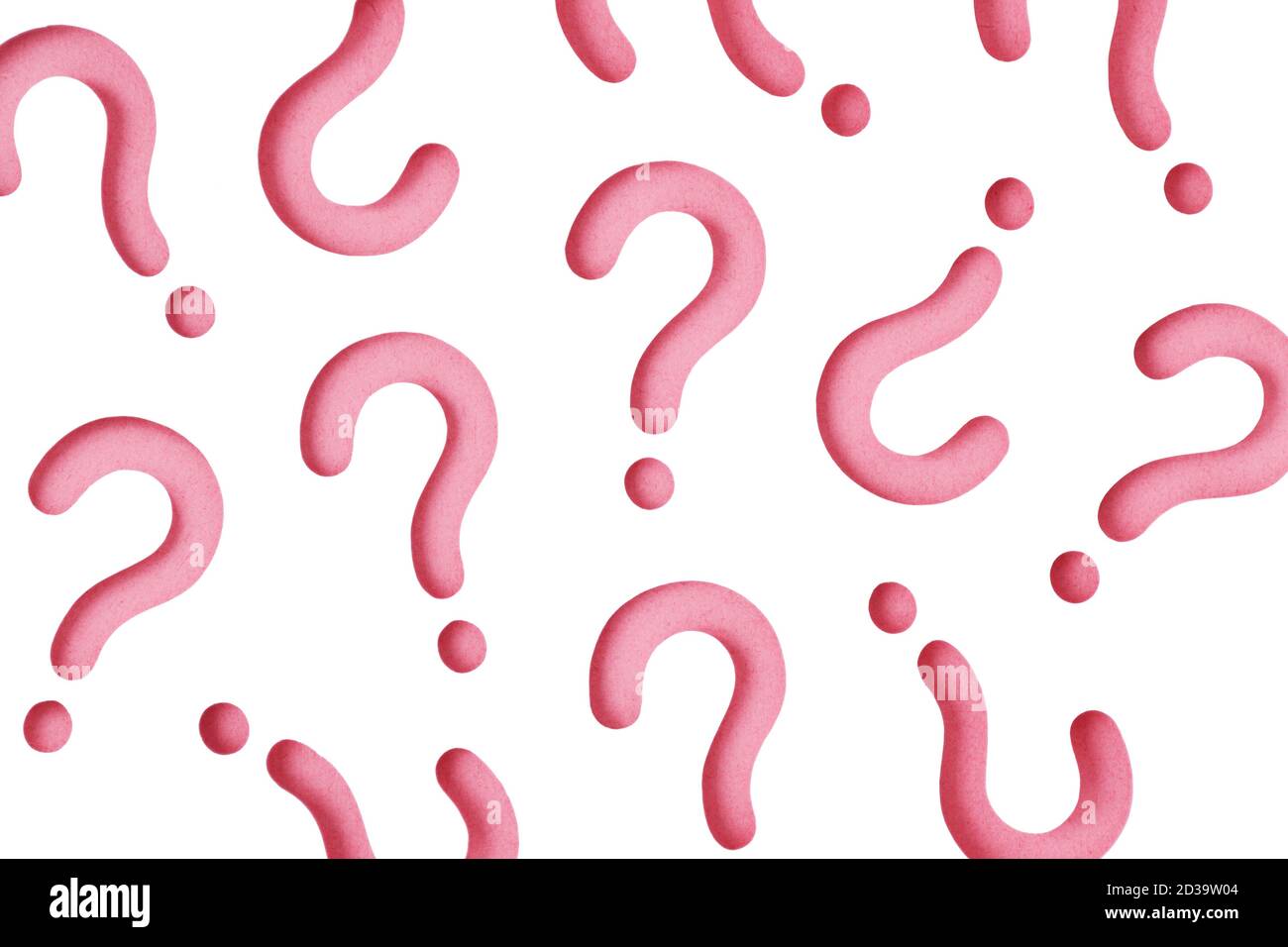 Pink question mark on white background Stock Photo - Alamy