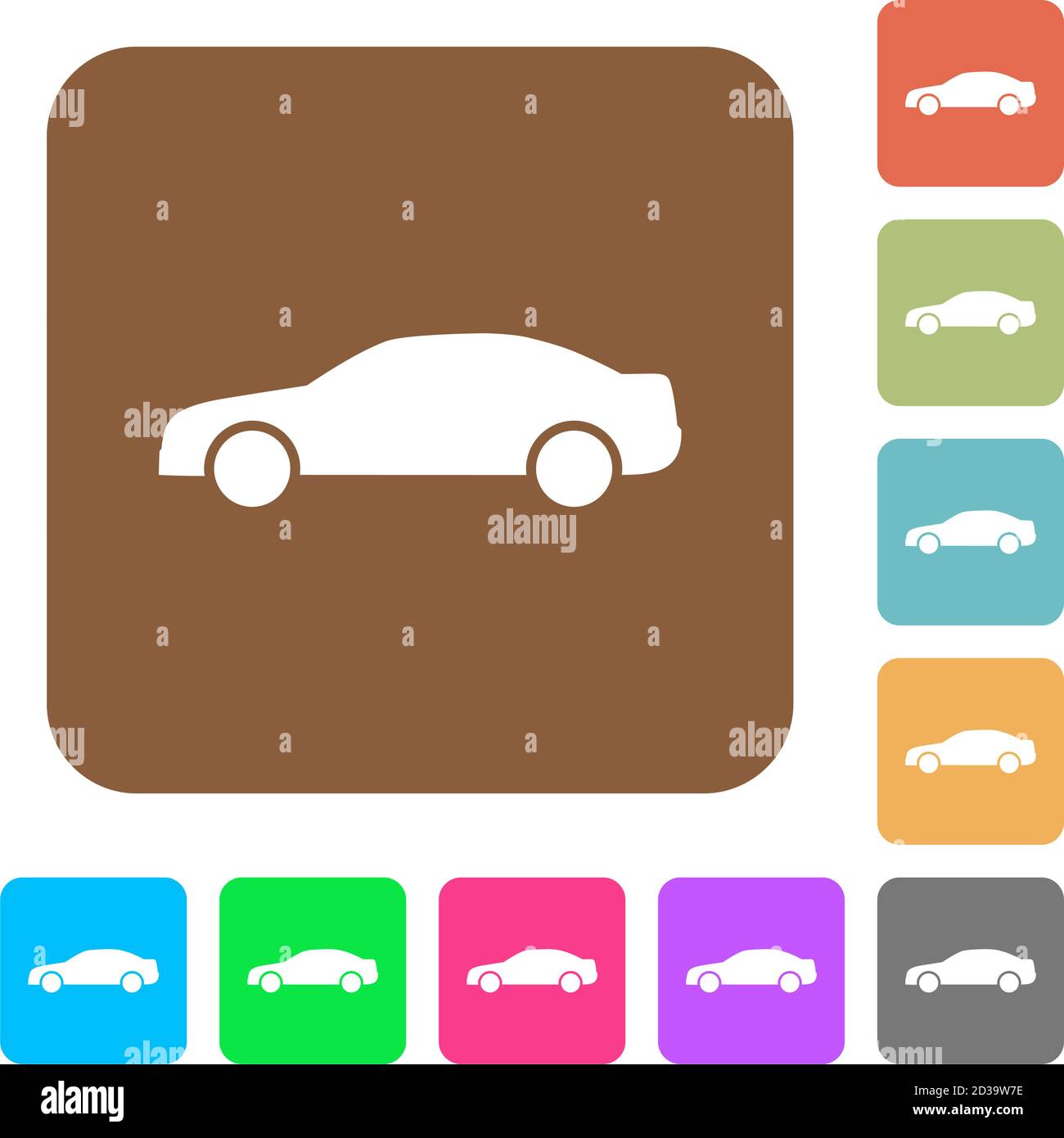Car contour flat icons on rounded square vivid color backgrounds Stock ...