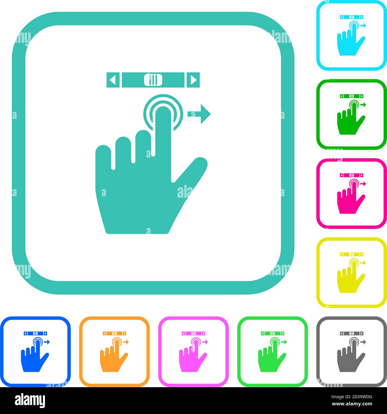 left handed scroll right gesture vivid colored flat icons in curved ...