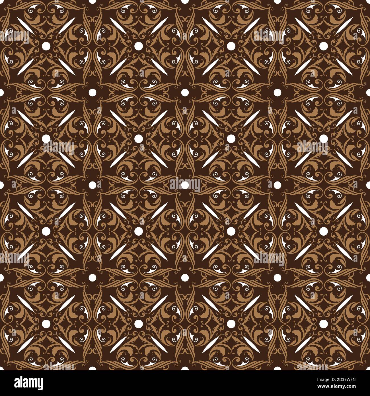 Elegant flower pattern on Bantul batik with smooth dark brown color ...
