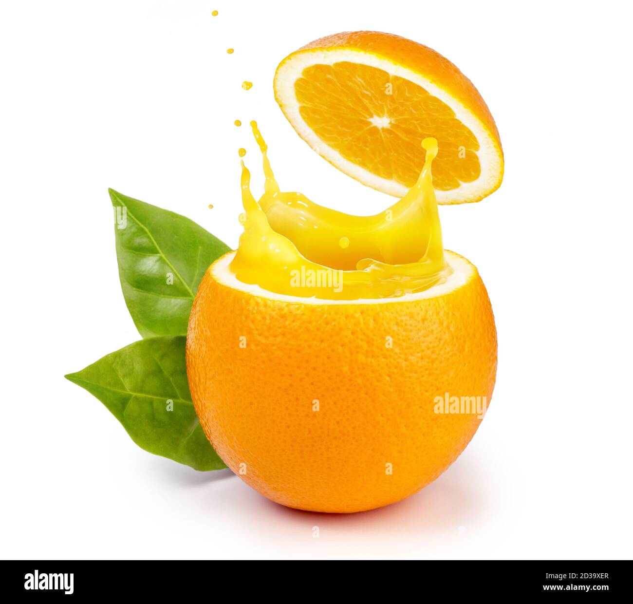 orange splashing juice isolated on white background Stock Photo - Alamy