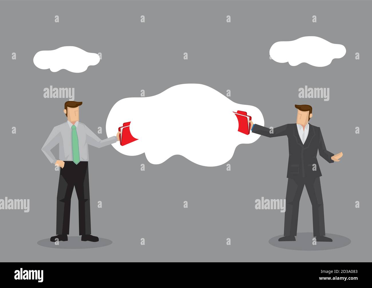 Cartoon business people using cloud technology to send and receive ...