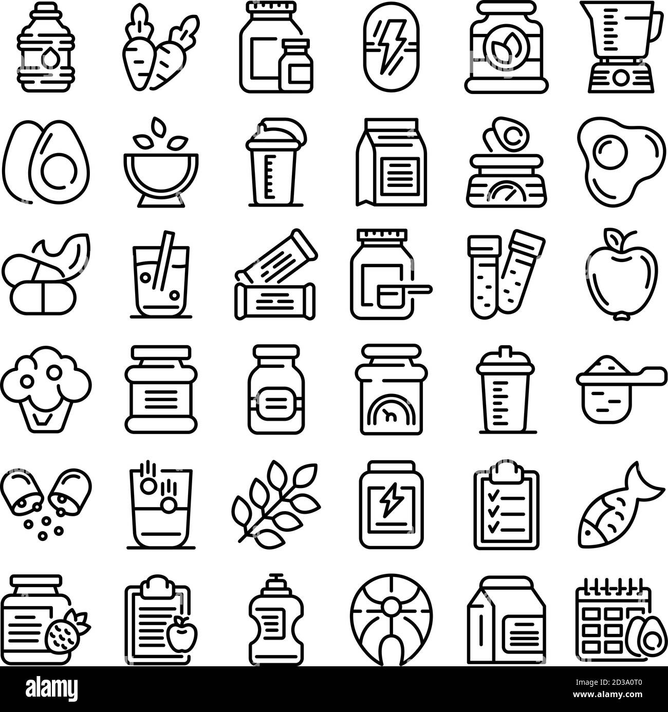 Sports nutrition icons set, outline style Stock Vector Image & Art - Alamy