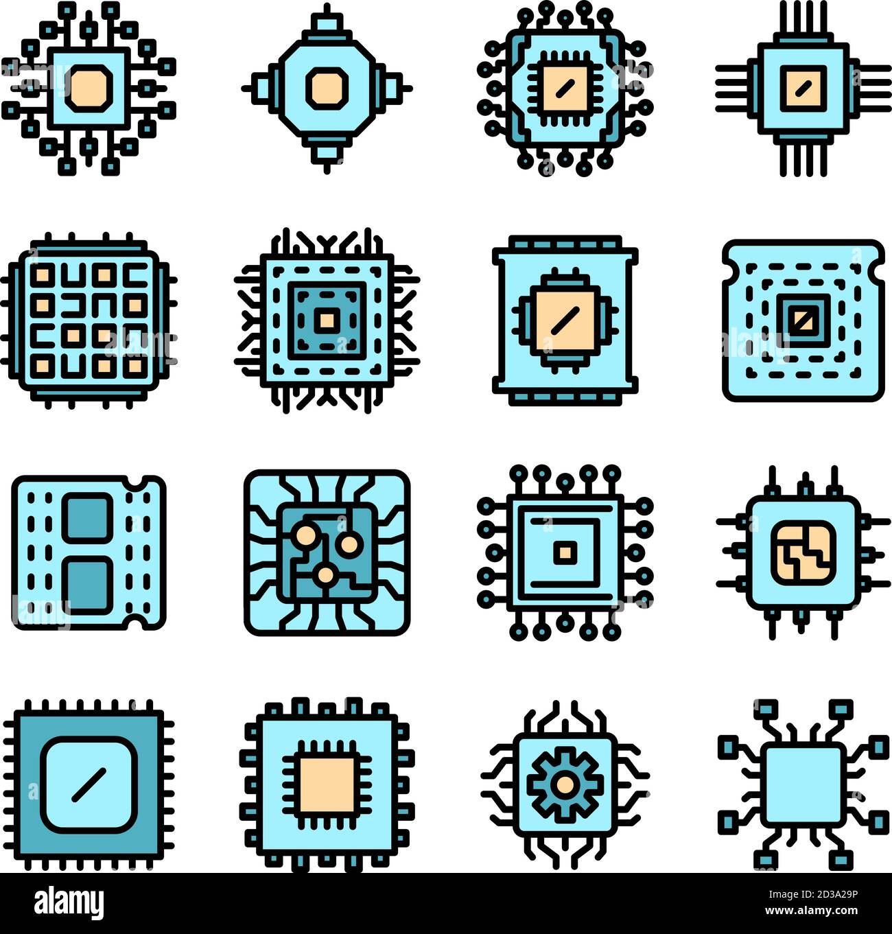 Processor icons set vector flat Stock Vector Image & Art - Alamy