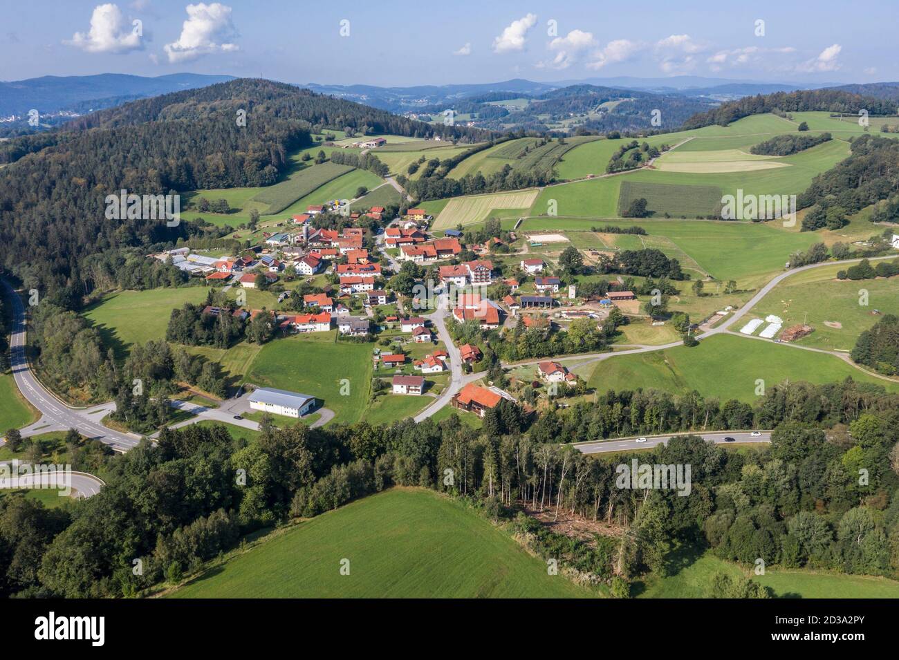 Picture of an aerial view with a drone of the village Grueb near ...