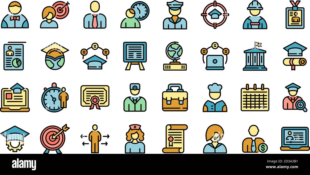 Job students icons set vector flat Stock Vector Image & Art - Alamy
