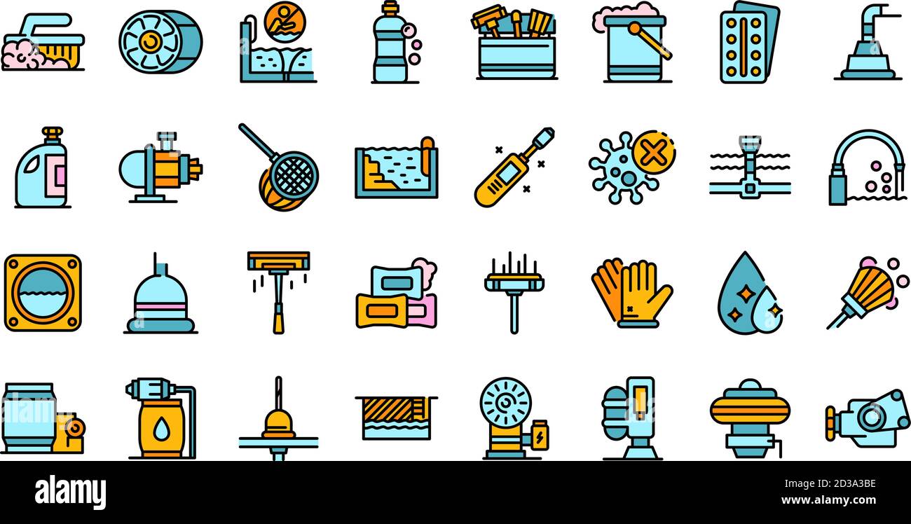Pool cleaning icons set vector flat Stock Vector Image & Art - Alamy