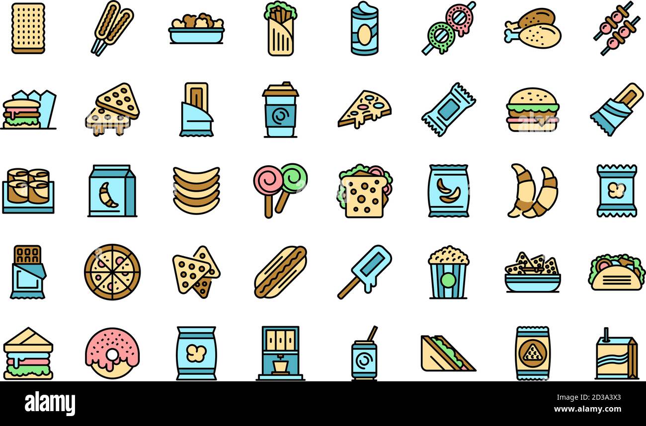 Snack bar icons set vector flat Stock Vector Image & Art - Alamy