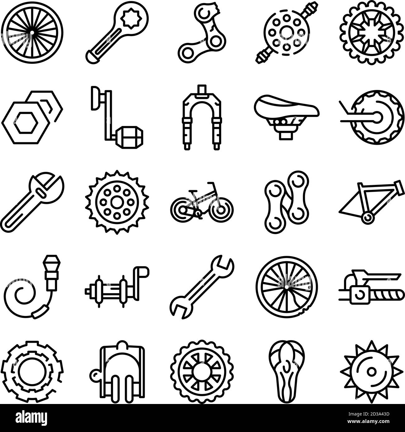 Bicycle repair icons set, outline style Stock Vector Image & Art - Alamy